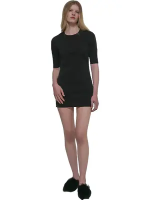 Rosetta Getty Fitted T-shirt Mini Dress - Black