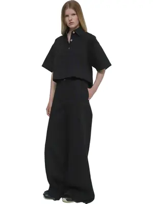 Rosetta Getty Cropped Oversized Denim Polo - Black