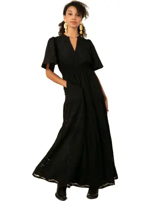Hale Bob Mariah Embroidered Maxi Dress - Black