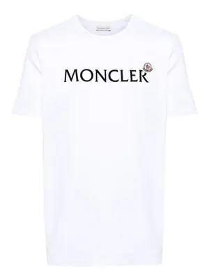 Moncler Flocked-logo Cotton T-shirt - White