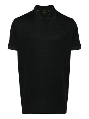 BOSS Logo-print Monogram-pattern Polo Shirt - Black