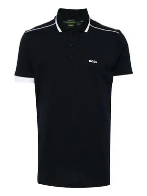 BOSS Logo-print Cotton Polo Shirt - Blue