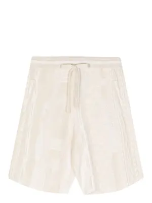LANEUS Textured Cotton Shorts - Neutrals