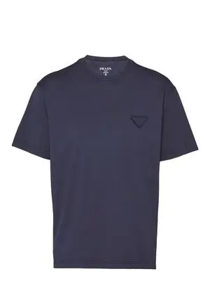 Prada Logo-patch Cotton T-shirt - Blue