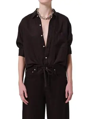 Citizens Of Humanity Kayla Linen Button-up Shirt - Chocolate