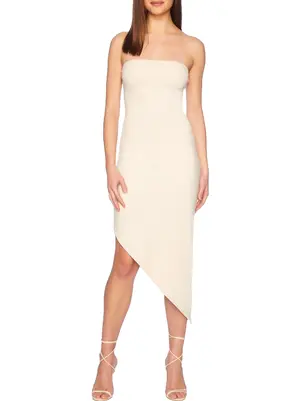 Susana Monaco Asymmetric Strapless Dress - Blanched Almond