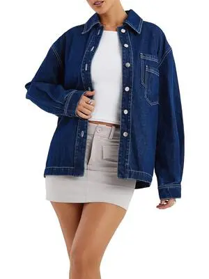MISTRESS ROCKS Oversized Denim Shirt - Dark Blue