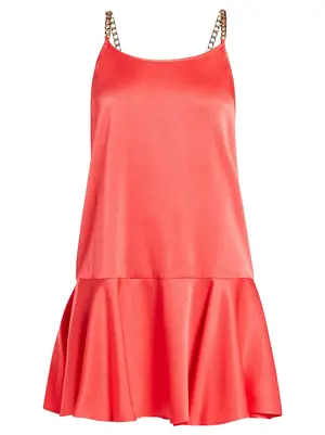 MICHAEL KORS Michael Michael Kors Chain Strap Satin Minidress