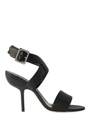 Manolo Blahnik Helua 105 Textured-leather Sandals - Black
