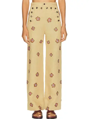 BODE Embroidered Wax Flower Trouser