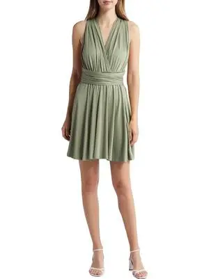 NIKKI LUND Belle Cross Back Mini Dress - Green