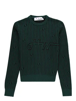 Off-White Cabled Sweater - Green