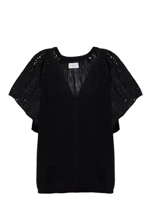 Velvet By Graham & Spencer Tish Embroidered Top - Black