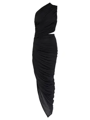 Alaïa Cutout Ruched Midi Dress - Black