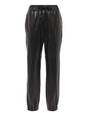 Brunello Cucinelli Leather Straight Pants - Black