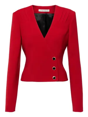 Alessandra Rich Pleated Wool Blazer - Red