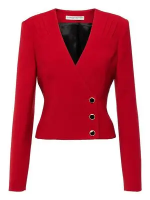 Alessandra Rich Pleated Wool Blazer - Red