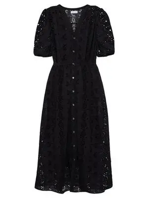 Velvet By Graham & Spencer Embroidered Cotton Midi Dress - Black