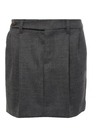 Brunello Cucinelli Pleated Virgin Wool Miniskirt - Grey