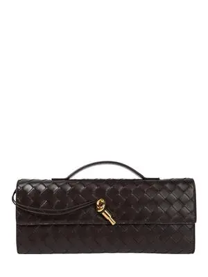Bottega Veneta Andiamo Intrecciato Leather Clutch - Brown