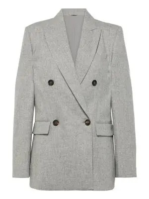 Brunello Cucinelli Wool And Cashmere Flannel Blazer - Grey