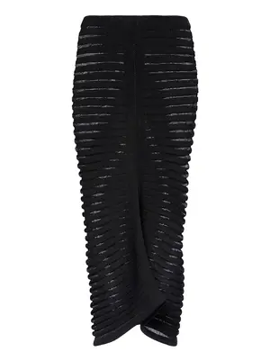 Alaïa Skeleton Knitted Midi Skirt - Black