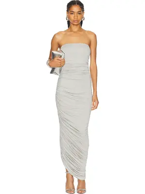 Norma Kamali Strapless Diana Gown - Light Grey