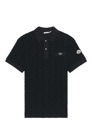 Moncler Short Sleeve Polo In Blue - Dark Navy Blue