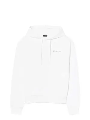 Jacquemus Le Sweatshirt Brode Embroidered Logo Hoodie - White