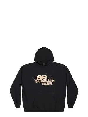 Balenciaga Handdrawn Bb Icon Large Fit Hoodie - Black