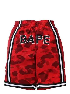 A BATHING APE Camo Wide Basketball Shorts - Red