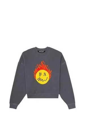 Palm Angels Burning Head Crewneck Sweatshirt - Black