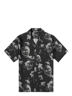 Palm Angels Skull Print Bowling Shirt - Black