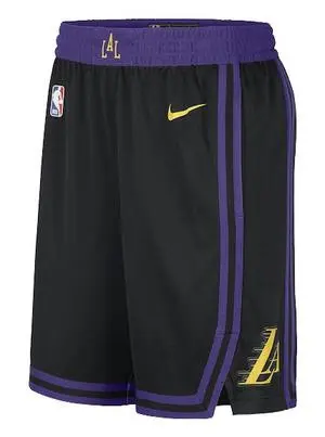 Nike Nba Los Angeles Lakers Swingman City Edition Drifit Shorts - Black