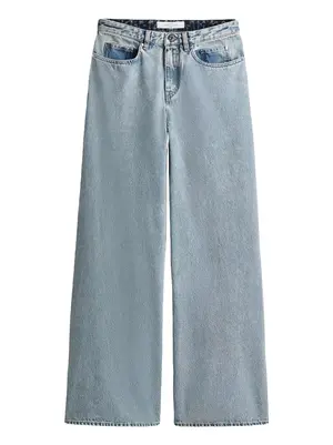 Rokh Two-Toned Baggy Jeans Light Denim Blue/denim Blue