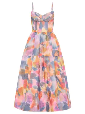 Rebecca Vallance Abstract-print Midi Dress - Pink
