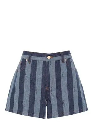 FENDI Pequin Striped Denim Shorts