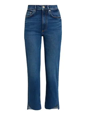 Rag & Bone Cropped High-rise Jeans - Mid Denim