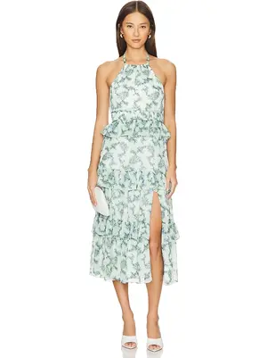 Likely Dyana Midi Dress - Green & Ivory