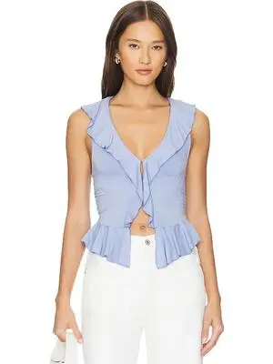 Free People Ruffle Me Away Tank - Blue Heron
