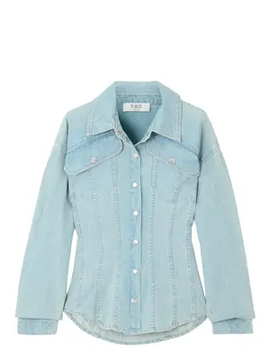 Sea Alba Paneled Denim Shirt - Blue