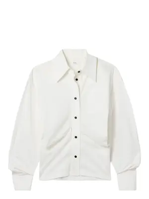 Co Gathered Cotton And Silk-blend Poplin Shirt - White