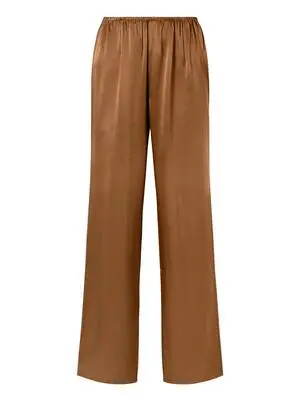Co Silk-charmeuse Straight-leg Pants - Brown
