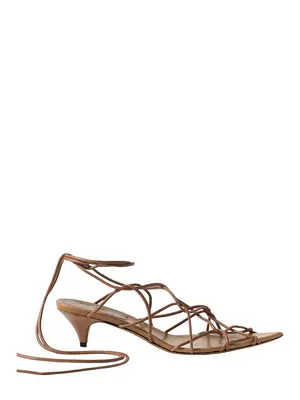 Khaite Arden Leather Strappy Sandals - Brown