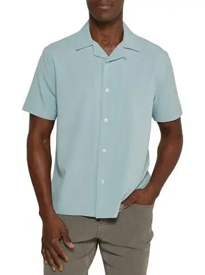 7 Diamonds Vance Textured Stretch Camp Shirt - Seafoam