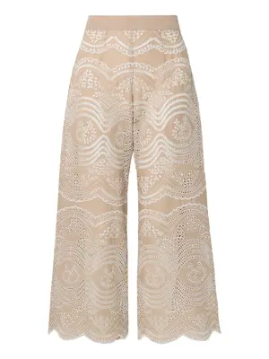 Miguelina Alegra Broderie Anglaise Cotton-voile Pants - Neutrals