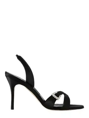 MANOLO BLAHNIK Manolo Blahnik Ramisli 90 Crystal-Embellished Slingback Sandals