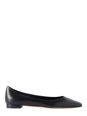 Manolo Blahnik Kietta Leather Point-toe Flats - Black