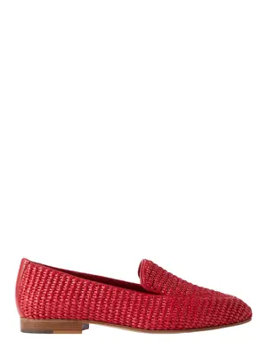 Manolo Blahnik Pitakara Raffia Loafers - Red