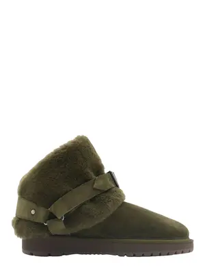 Burberry Shearling Buckle Boots - Green